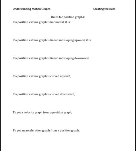 Solved Understanding Motion Graphs Creating The Rules Rules