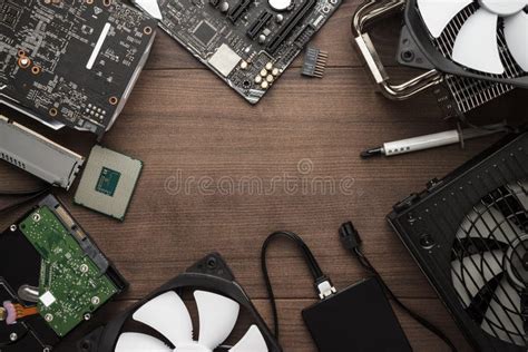 Cpu And Other Computer Parts On The Table Stock Image Image Of Computer Desktop 92409061