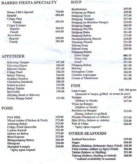 Barrio Fiesta Menu Menu For Barrio Fiesta Poblacion Makati City Zomato Philippines