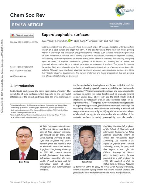 Pdf Superoleophobic Surfaces