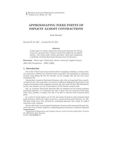 Pdf Approximating Fixed Points Of Implicit Almost Contractions