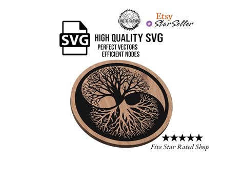 Tree Of Life Ying Yang SVG File For Woodworking CNC Printing And Lasering Etsy