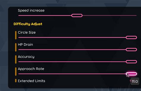 you can now manually adjust difficulty to the max value of 11 in osu lazer r osugame