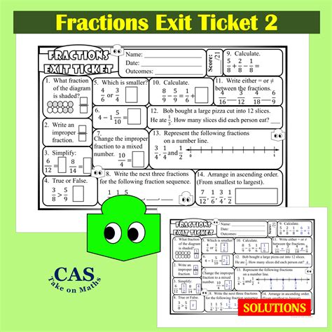 Year 3 To 7 Fractions Exit Tickets Maths Exit Tickets Australian Teachers Marketplace
