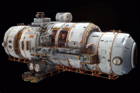 Premium Ai Image Modular Space Habitat With Docking Ports Created With Generative Ai