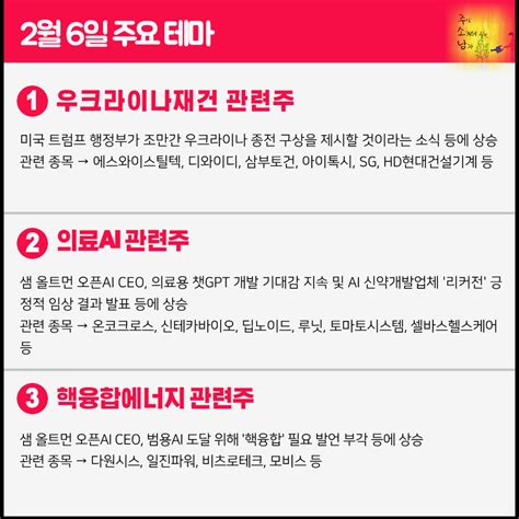 2월 6일 오늘의 증시현황우크라이나재건 관련주 ↑