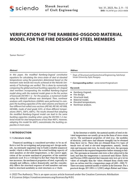 verification of the ramberg osgood material model pdf deformation