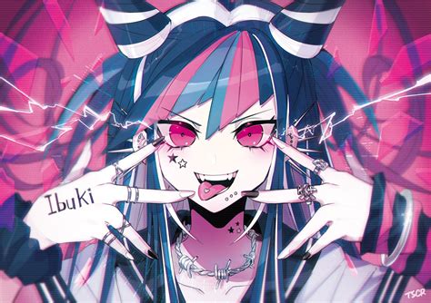 Safebooru 1girl Artist Name Bangs Black Hair Black Nails Black Scrunchie Blue Hair Character