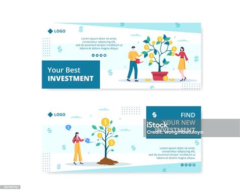 비즈니스 투자 배너 템플릿 평면 디자인 일러스트레이션 소셜 미디어 인사말 카드 및 웹 인터넷 광고에 적합한 스퀘어 배경 편집 가능 가리기에 대한 스톡 벡터 아트 및 기타