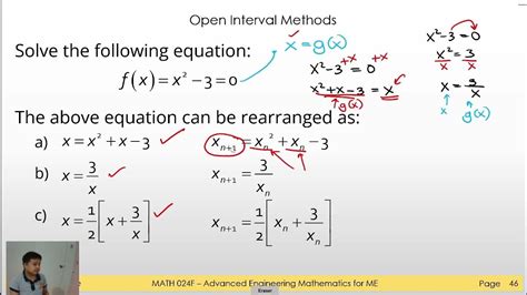 Math 024f Open Interval Methods Fixed Point Iteration Youtube
