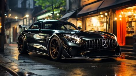 Premium Ai Image 2022 Black Mercedes Benz Cls 63 Amg Showing The Drivers Side While Driving On