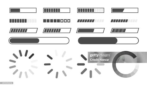 Loading Bar Icons Set Load Progress Indication Vector High Res Vector Graphic Getty Images