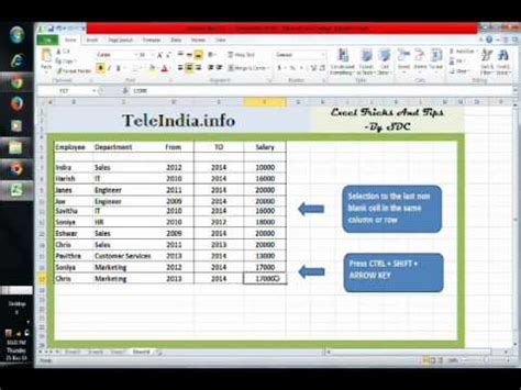 Excel Without Using Mouse Cell Selection CTRL Shift Arrow Key YouTube