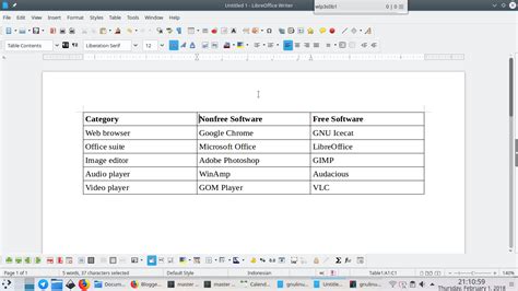 Easily Create Table On With Libreoffice Writer