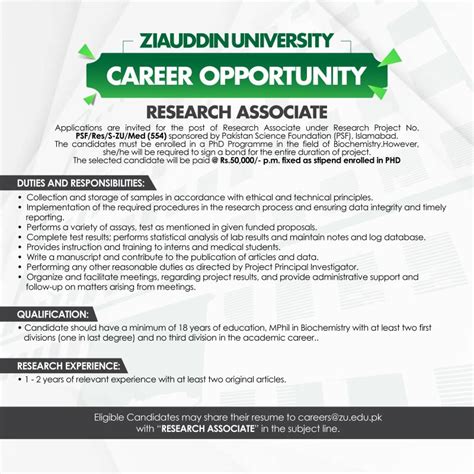 Hiring Hiringalert Ziauddinuniversity Jobsineducation