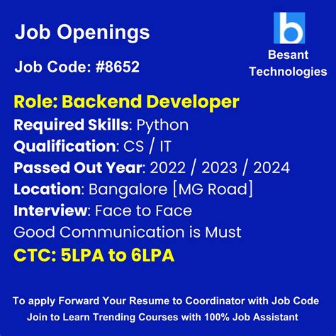 besant technologies on linkedin python pythondeveloper frontenddeveloper jobvancany jobs