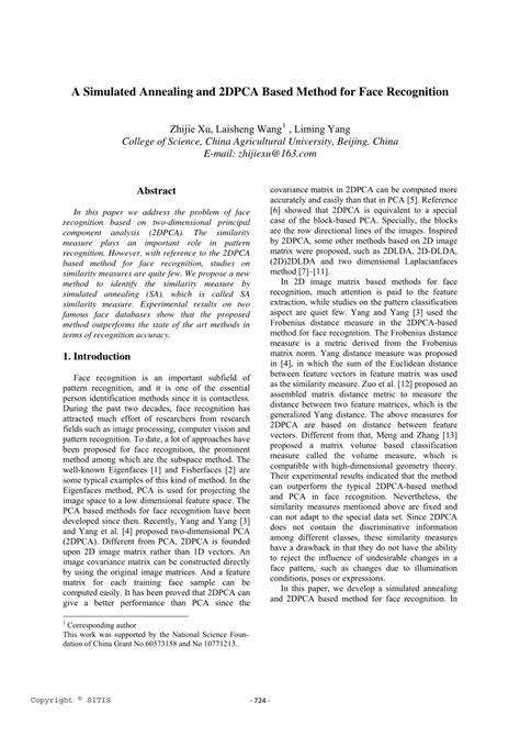 Pdf A Simulated Annealing And 2dpca Based Method For Face Recognition