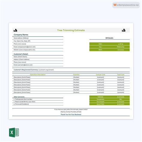 Free Tree Trimming Estimate Templates Word Excel