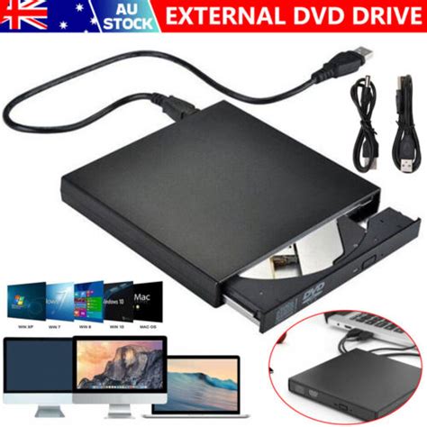 Usb External Dvd Drive Cd Rom Xa Writer Burner Laptop Pc Portable Optical Reader Ebay Australia