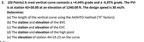 Solved Points A Crest Vertical Curve Connects A Chegg