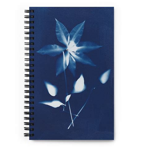 Spiral Notebook Cyanotype X Ray Flower Print Blue White Etsy