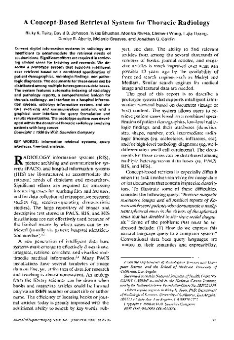 Pdf A Concept Based Retrieval System For Thoracic Radiology