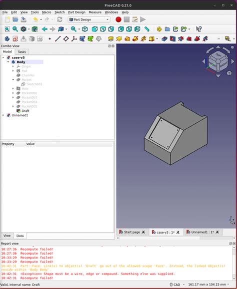 creating pocket on chamfer r freecad