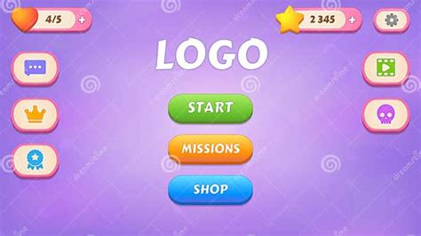 Main Menu Gui Kit Casual Assets For A Game Mobile A Set Of User Interface Elements And Pop Ups