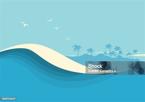 바다 파도 바다 풍경입니다 바다 파도와 하늘 벡터 파란색 배경 바다에 대한 스톡 벡터 아트 및 기타 이미지 바다 0명 물 위의 지평선 Istock