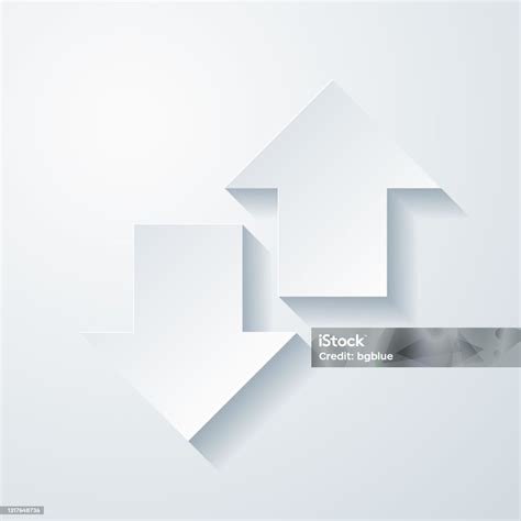 위아래 전송 화살표 빈 배경에 용지 절단 효과가 있는 아이콘 3차원 형태에 대한 스톡 벡터 아트 및 기타 이미지 3차원 형태 개념 공란 Istock