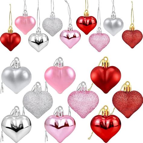 Under 5 Egnmcr 12pcs Valentines Day Heart Shaped Ornaments