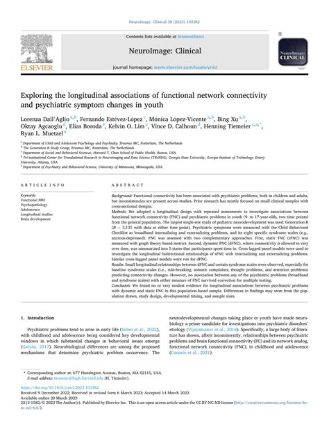 Pdf Exploring The Longitudinal Associations Of Functional Network Connectivity And Psychiatric