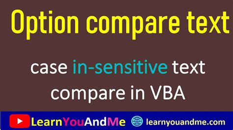 What Is Option Compare Text In Excel Vba Case Insensitive Vba If