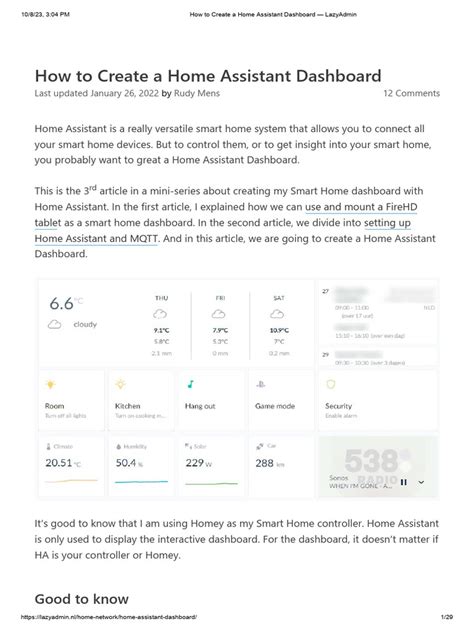 How To Create A Home Assistant Dashboard Lazyadmin Pdf