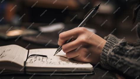 Persona Escribiendo En Un Cuaderno Persona Escribiendo En Un Papel Foto Premium