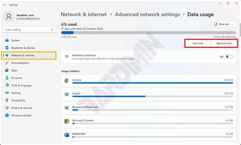 how to limit internet data usage in windows 11
