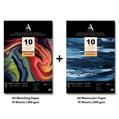 Buy Artright Mixed Media Combo Of A2 Watercolor Paper 10 Sheets And A2