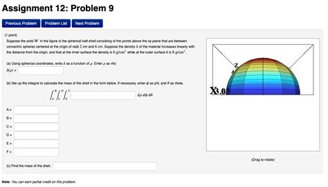 solved assignment 12 problem 9 previous problem problem