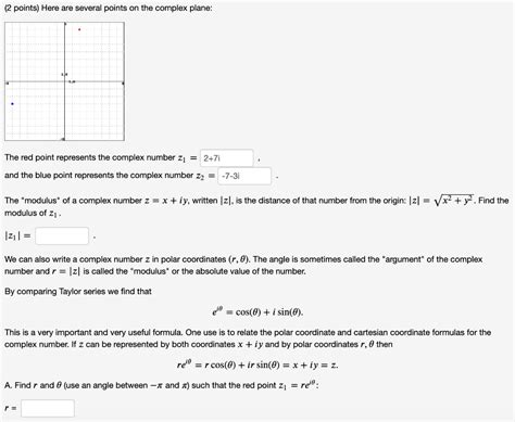 Solved Points Here Are Several Points On The Complex Chegg