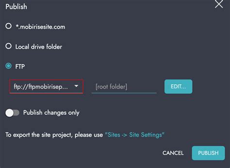 unable to publish by ftp mobirise forums