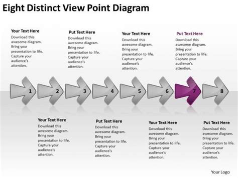 Eight Distinct View Point Diagram Chart Flow Chart PowerPoint Free Slides