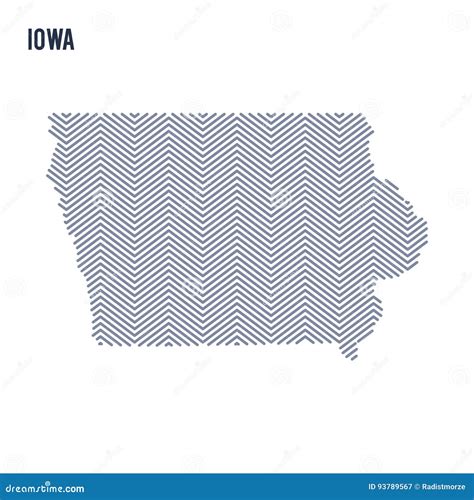 Vector Abstract Hatched Map Of State Of Iowa Isolated On A White Background Stock Illustration