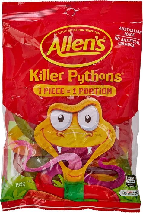 Allens Killer Pythons Lollies 192g X 12 Au Pantry Food