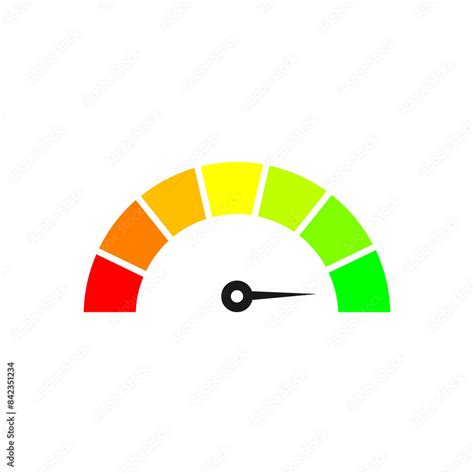 Speedometer Gauge Meter Icons Vector Scale Level Of Performance Speed Dial Indicator Green