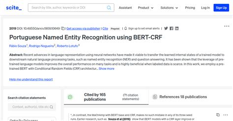Portuguese Named Entity Recognition Using Bert Crf