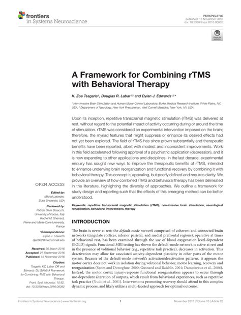 Pdf A Framework For Combining Rtms With Behavioral Therapy