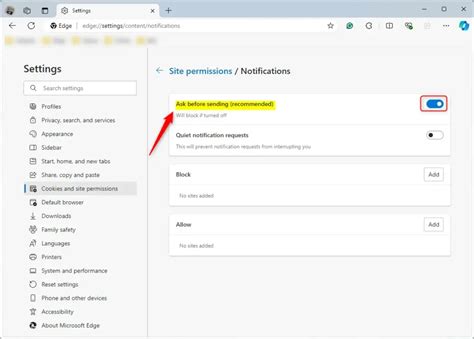 how to enable or disable push notifications in microsoft edge geek rewind