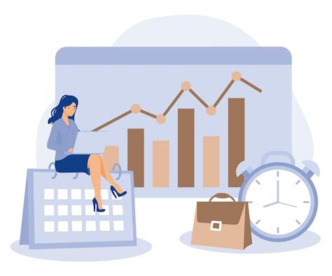 비즈니스 관리 개념 시간 및 출석 추적 시스템 평면 벡터 현대 그림 프리미엄 벡터