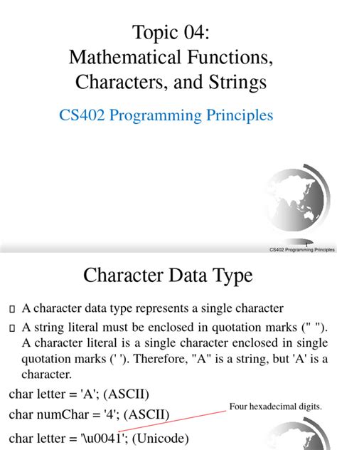 T04 Programming Principle Pdf Character Encoding String Computer Science