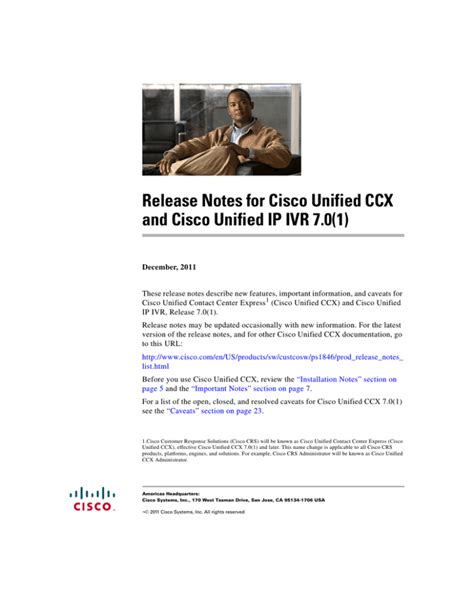 Cisco Unified Ccx And Ip Ivr 701 Release Notes